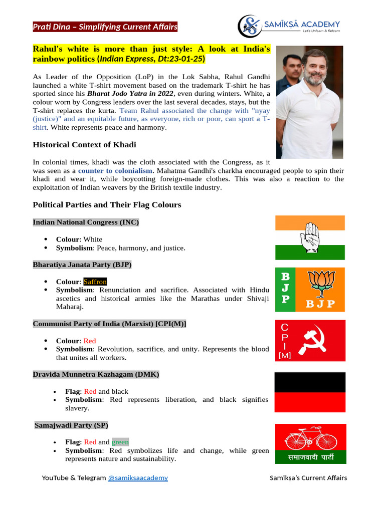 Major Political Parties & Their Choice of Colour in India | PDF ...