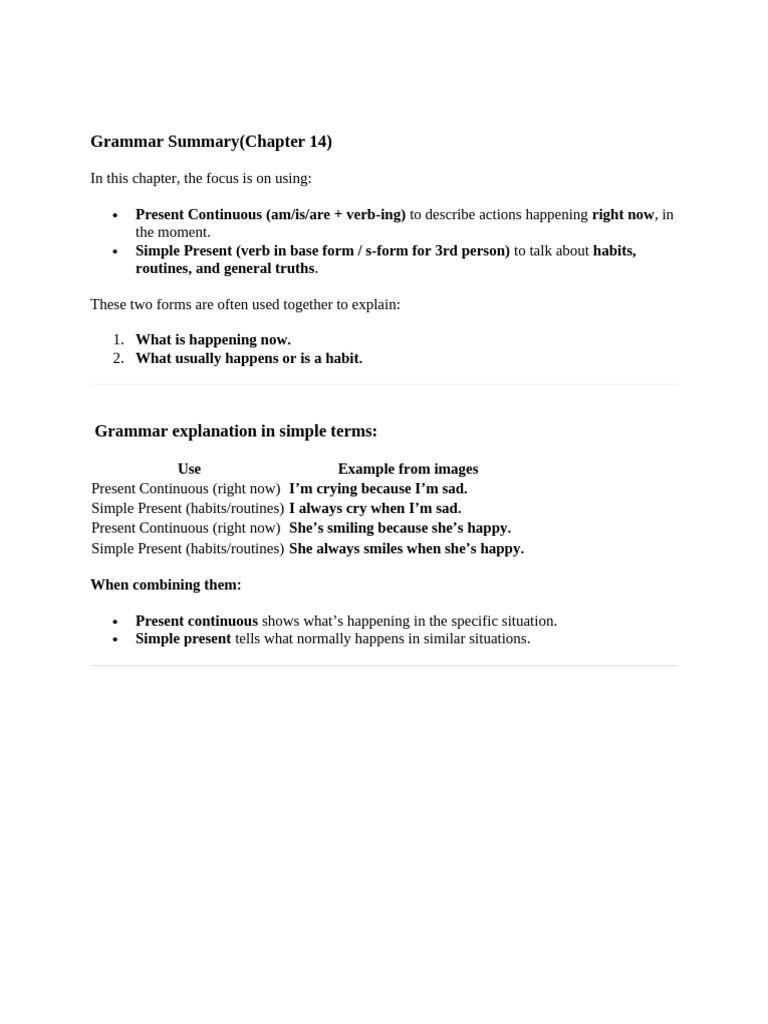 Grammar Summary (Chapter 14) | PDF