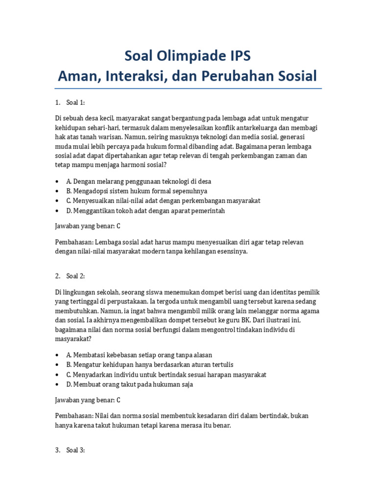 Soal - Olimpiade - IPS Dan Jawaban | PDF