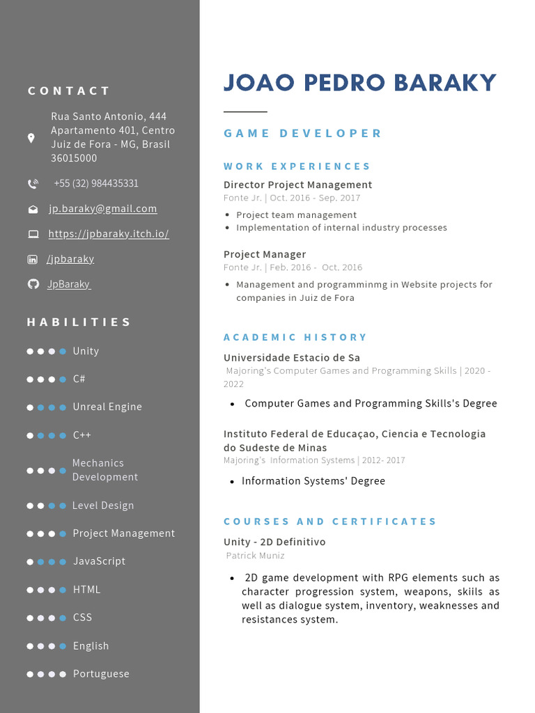 Currículo João Pedro ENUS | PDF