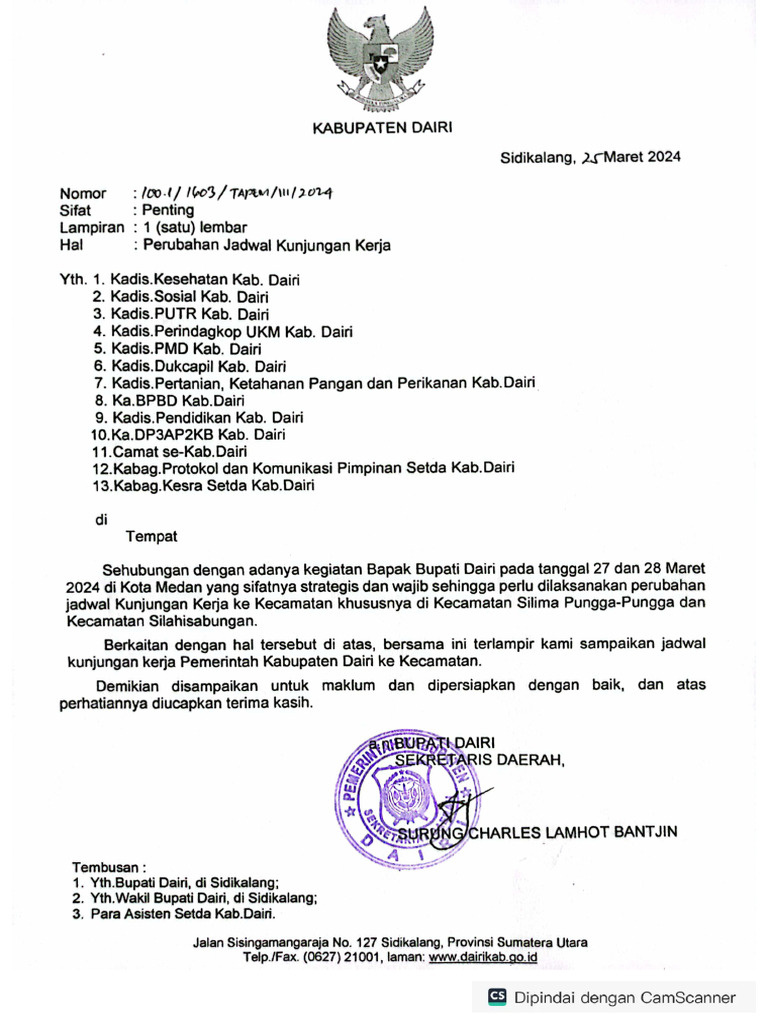 Perubahan Jadwal Kunker | PDF