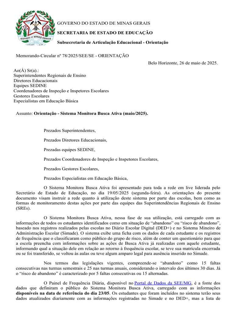 SEI 114439278 Memorando Circular 78 | PDF | Escolas | Educação Especial