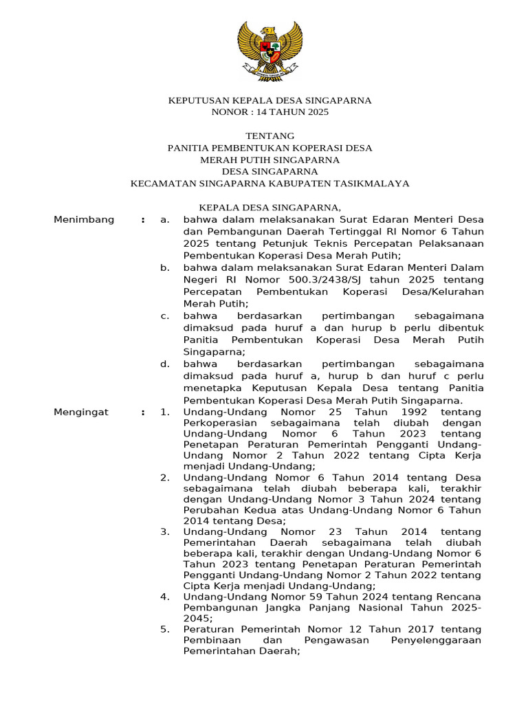 SK Panitia Pembentukan KMP | PDF