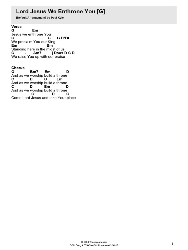 Jesus We Enthrone You (G) | PDF