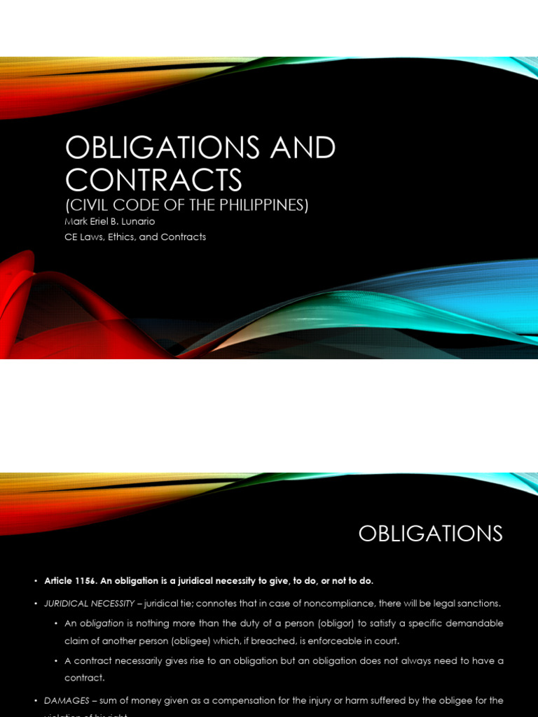 Philippine Civil Code: Obligations & Contracts | PDF | Law Of ...