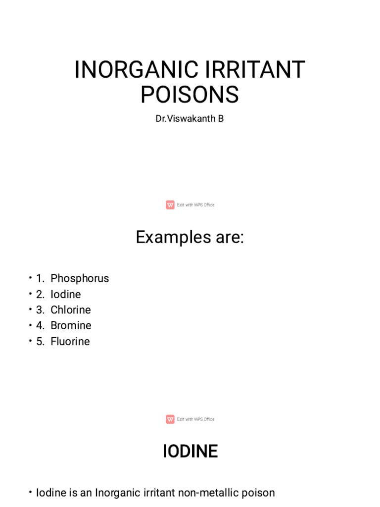 Inorganic Irritant Poisons Overview | PDF