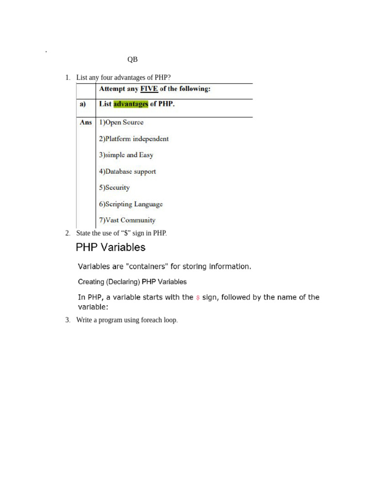 PHP Programming Concepts and Examples | PDF