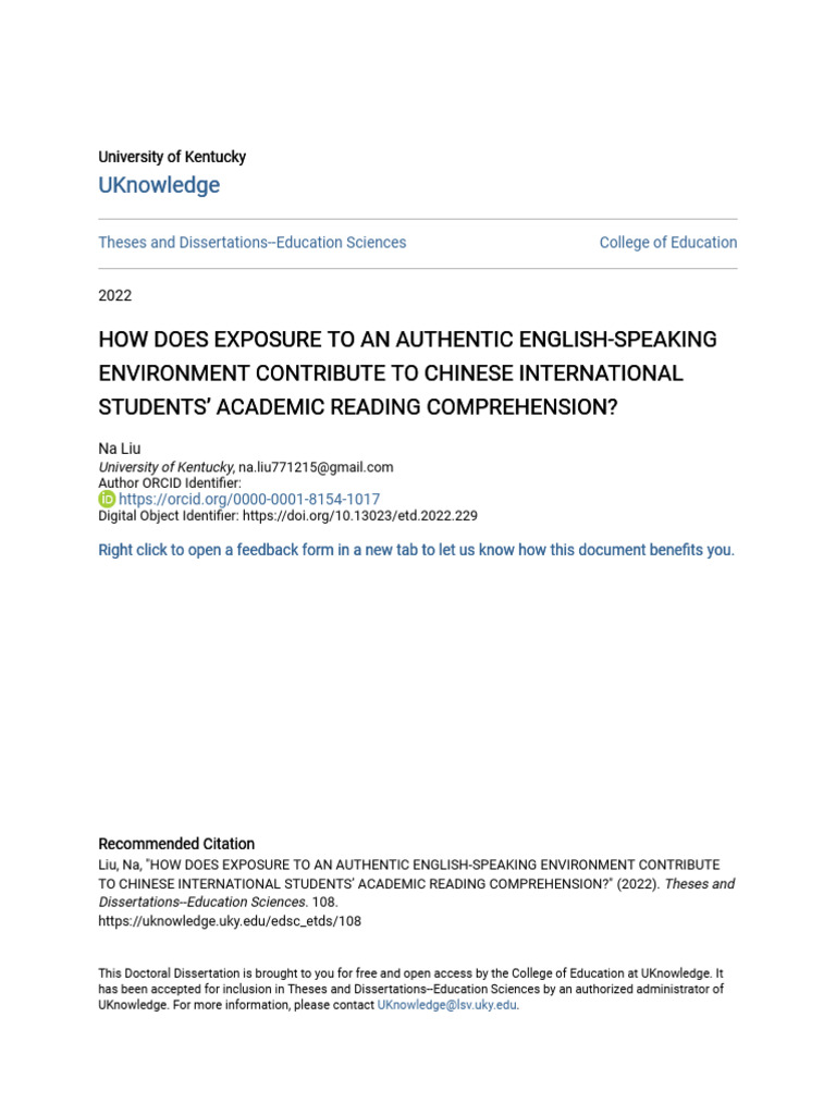 How Does Exposure To An Authentic English-Speaking Environment Co | PDF ...