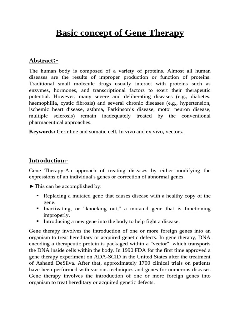 Understanding Gene Therapy Basics | PDF | Gene Therapy | Viral Vector