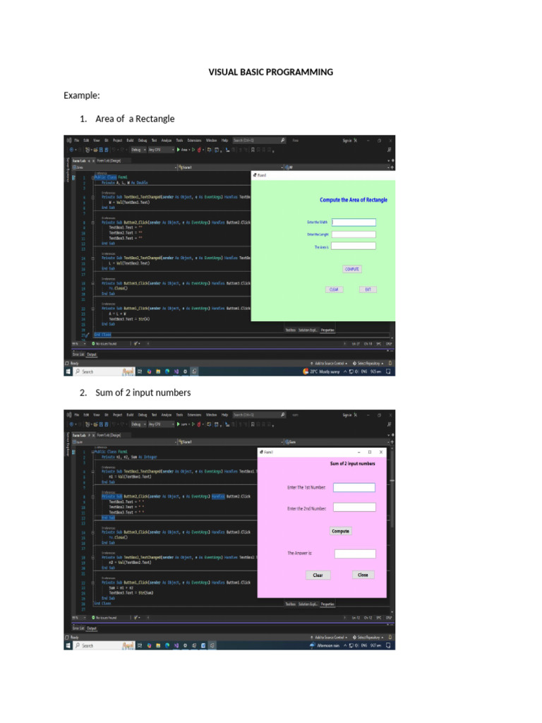 Visual Basic Program Example | PDF