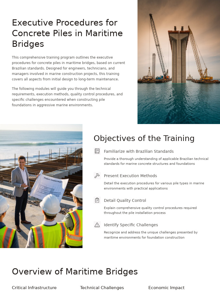 Executive Procedures For Concrete Piles in Maritime Bridges | PDF | Concrete | Deep Foundation