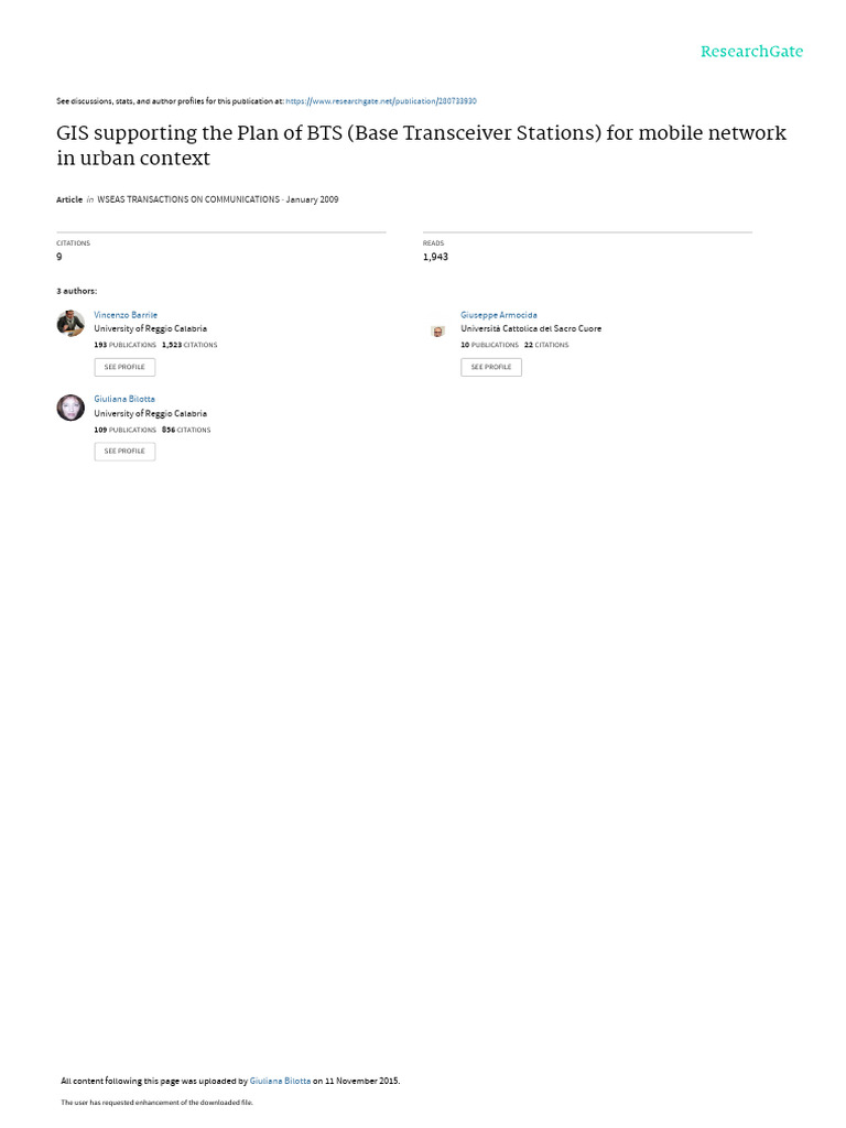 GIS Supporting The Plan of BTS (Base Transceiver Stations) For Mobile ...