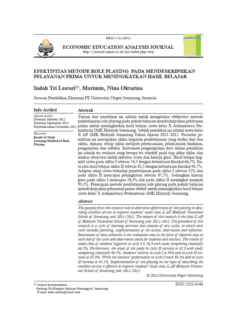 2012 Efektivitas Metode Role Playing Pada Mendeskripsikan Pelayanan ...