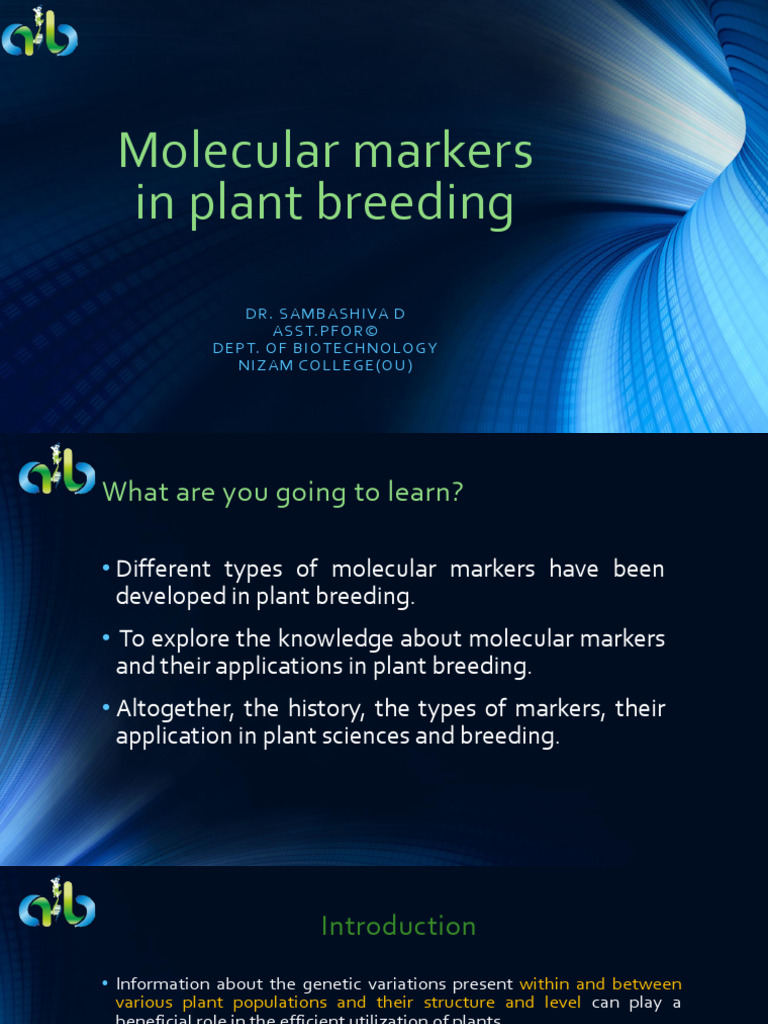 Introduction To Molecular Markers in Plant Breeding | PDF | Genetic ...