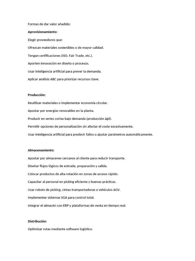 Formas de Dar Valor Añadido | PDF