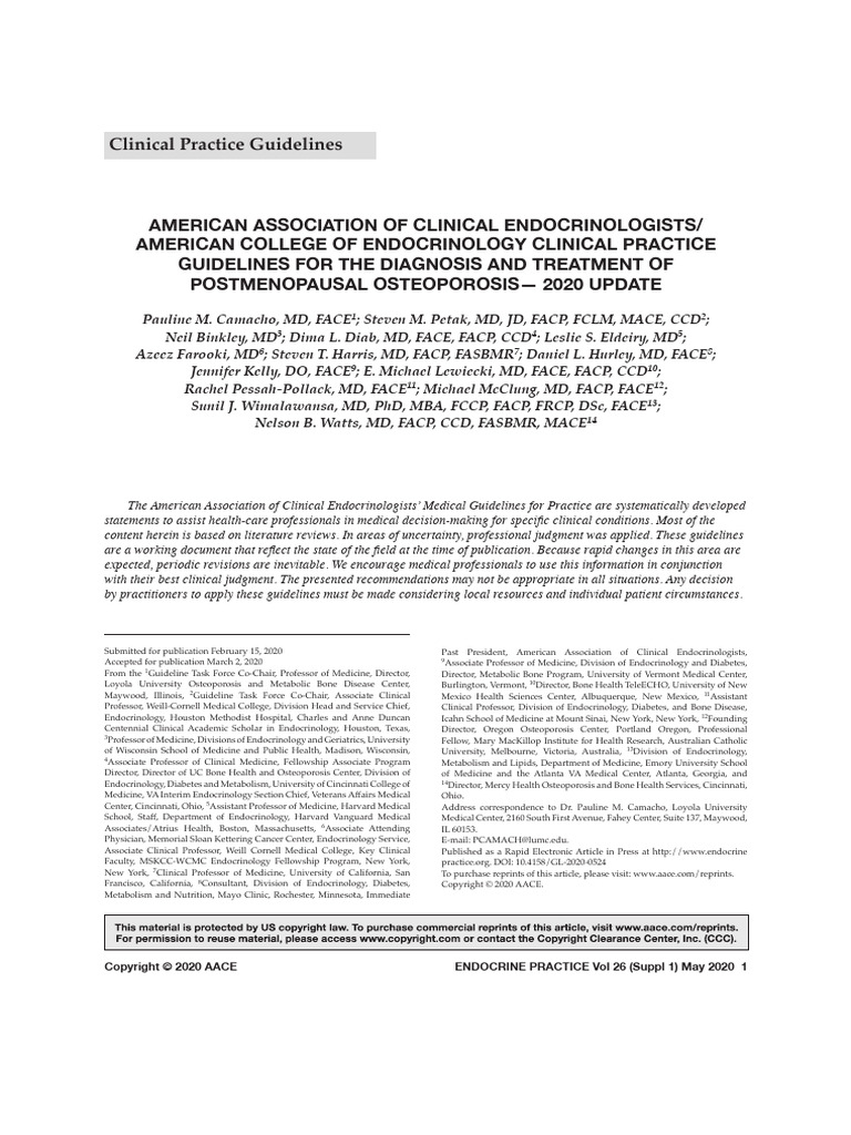 Aace Osteoporose 2020 | PDF | Osteoporosis | Musculoskeletal System