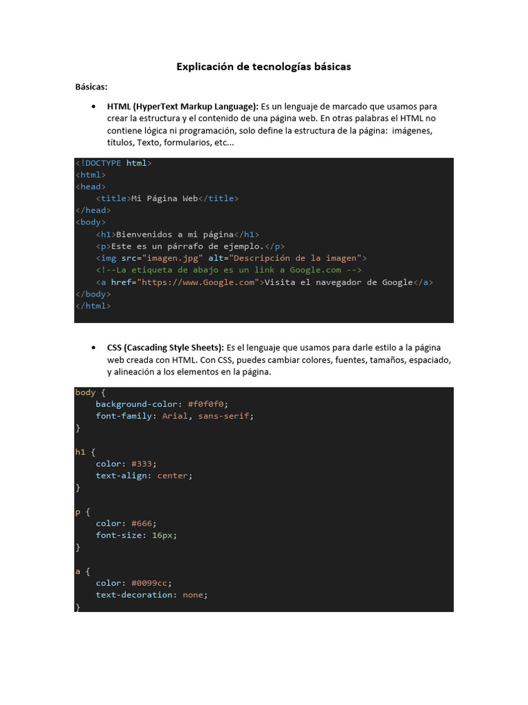 Explicación de Tecnologías Básicas | PDF | HTML | Red mundial