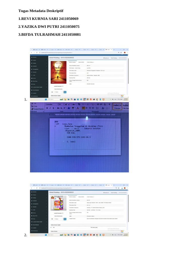 Tugas Metadata Deskriptif, REVI, YAZIKA, BIFDA | PDF