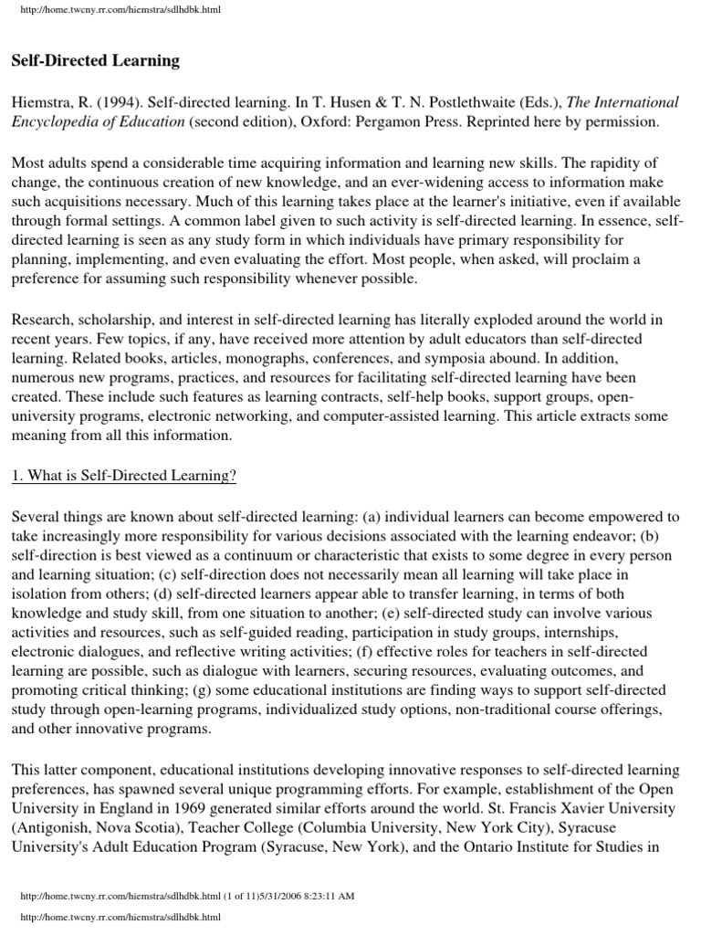 Self Directed Learning | PDF | Learning | Adult Education