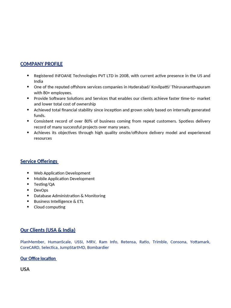 Infoane Businessprofile. | PDF