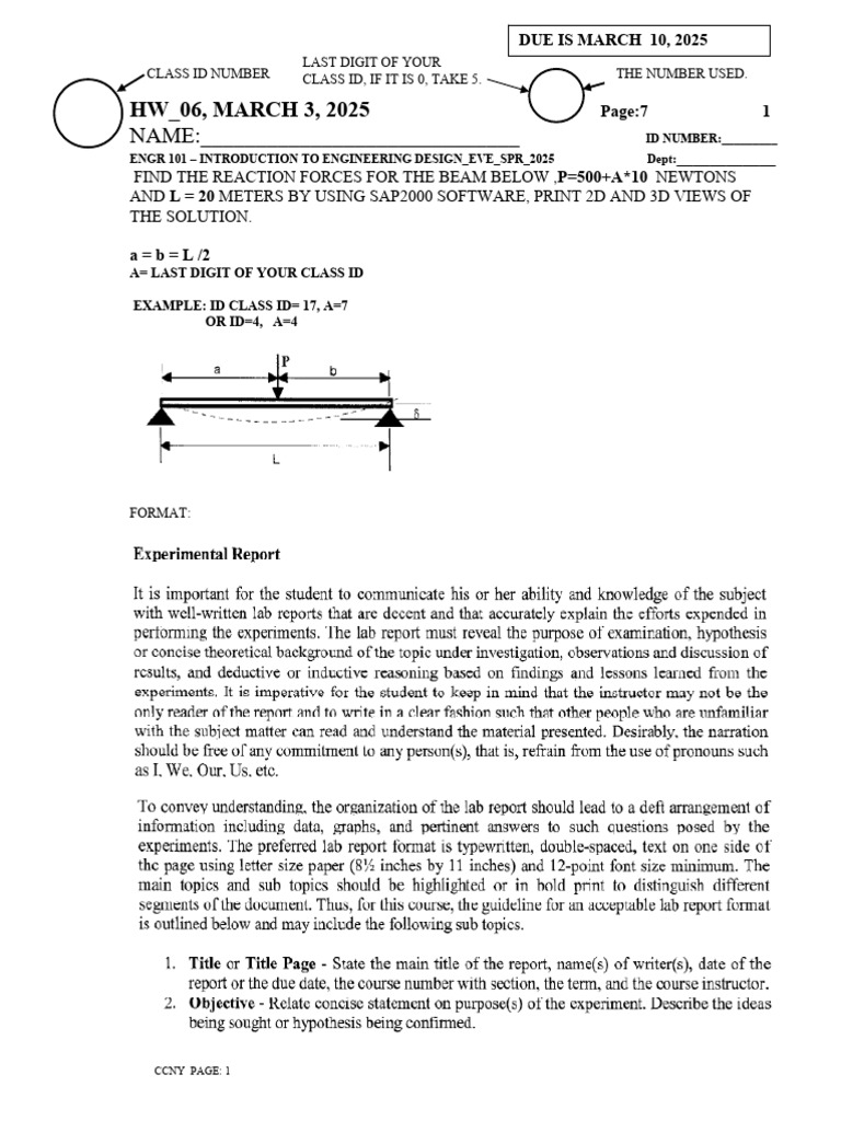 HW 6 Engr 101 Design 1 Eve SPR 2025 | PDF
