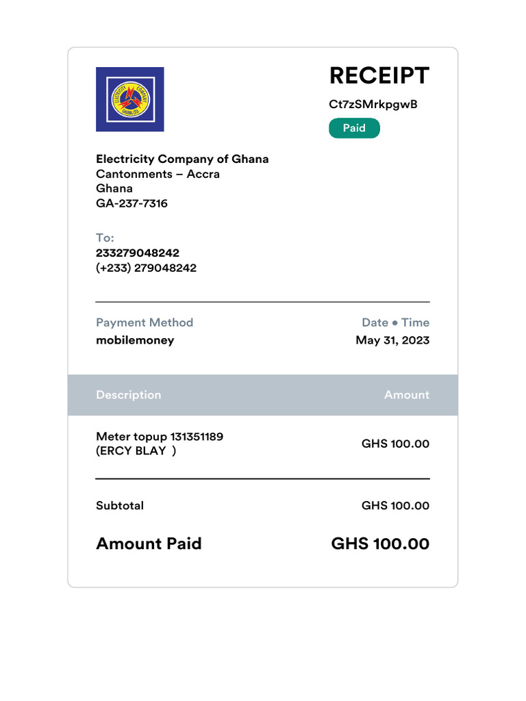 ECG Power Receipt Ct7zSMrkpgwB | PDF