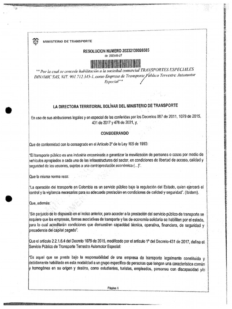 Resolucion de Habilitacion Dinamic | PDF