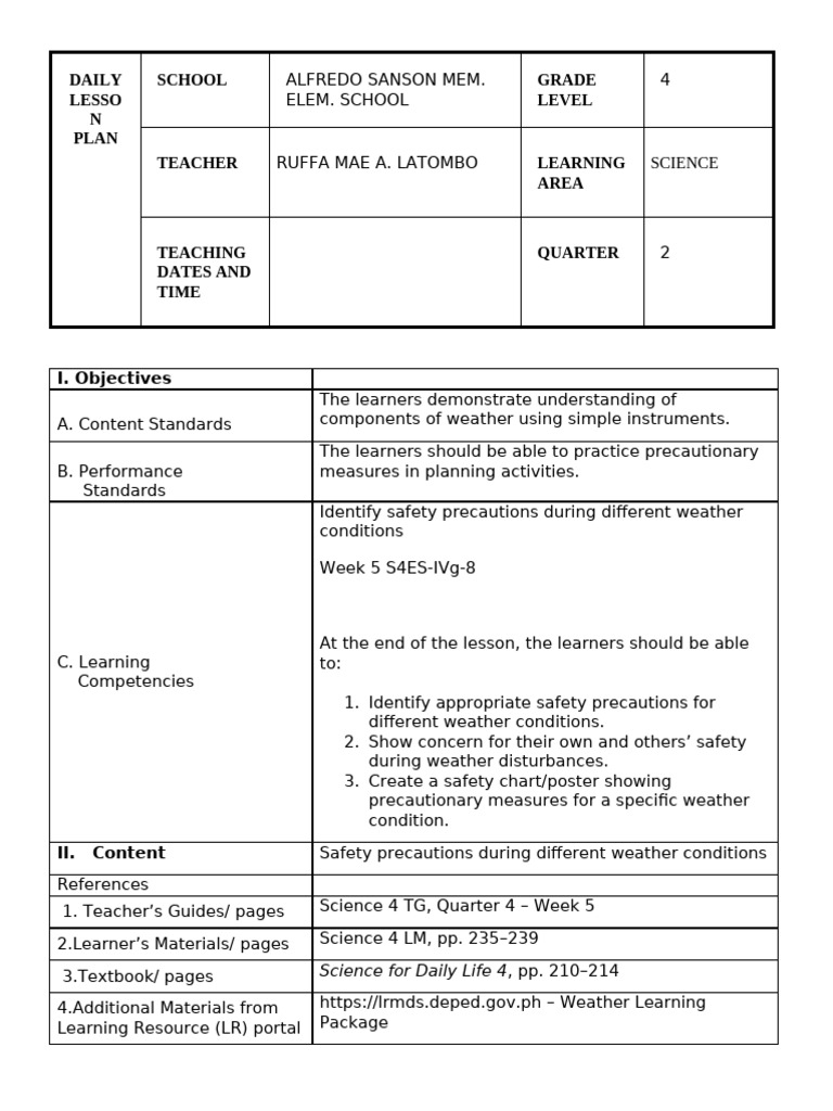 DLP IN SCIENCE 4 SAFETY 7ES | PDF