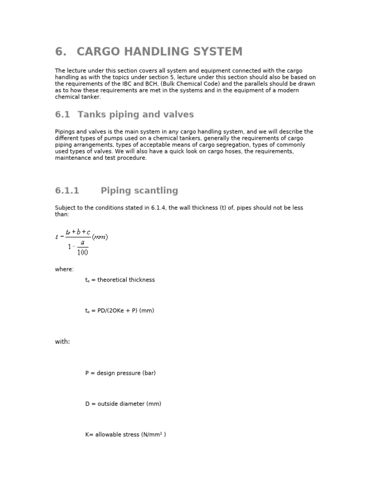 6.1 Cargo Handling Equipment | PDF | Pipe (Fluid Conveyance) | Pump