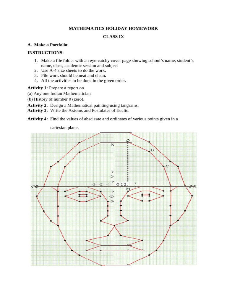 IX Maths Holiday Homework | PDF