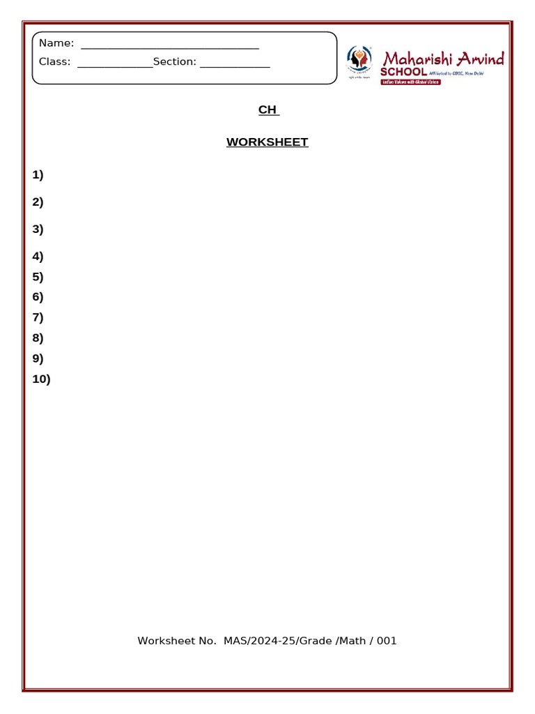 Mas Worksheet Format | PDF