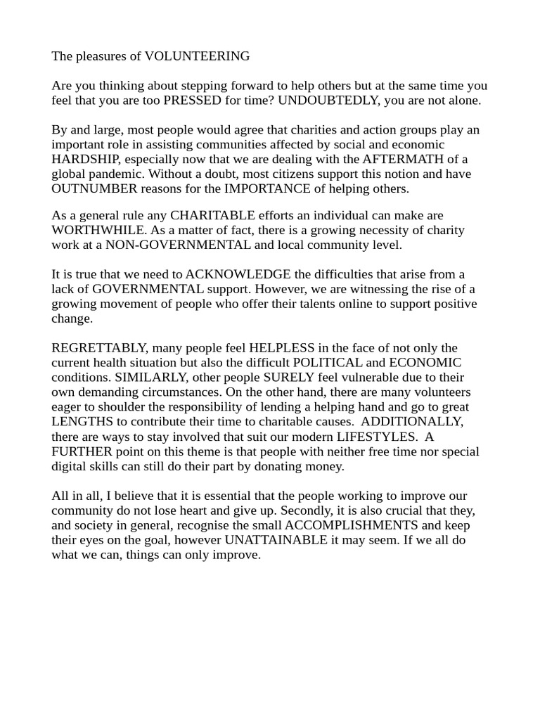 1 Blog Entry Example. VOLUNTEERING | PDF