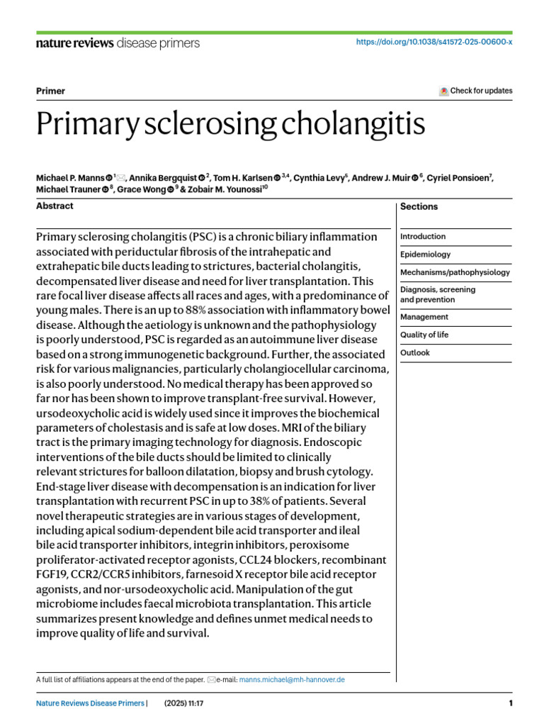 Primary Sclerosing Cholangitis | PDF | Ulcerative Colitis | Inflammatory Bowel Disease