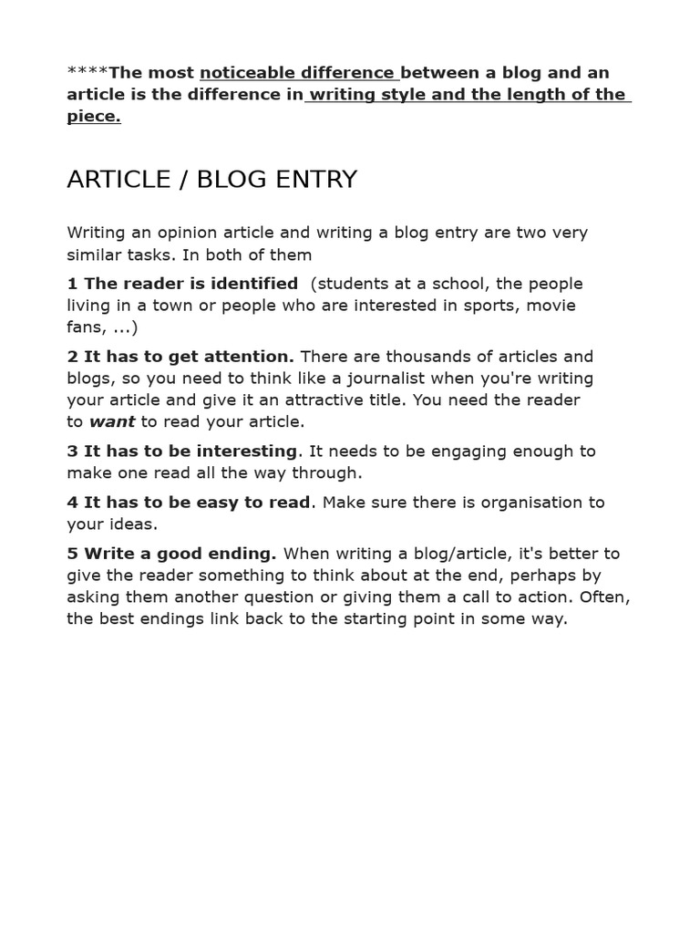 1.how To Write An ARTICLE and A BLOG ENTRY | PDF
