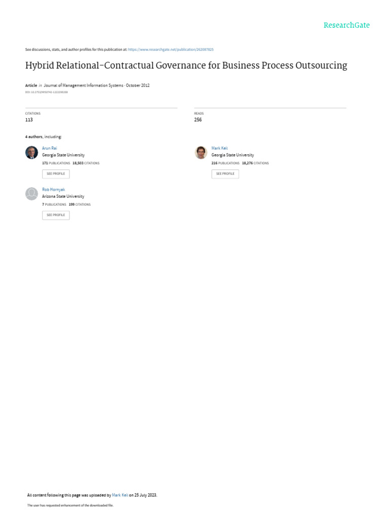 Contractual Governancefor Business Process Outsourcing | PDF ...