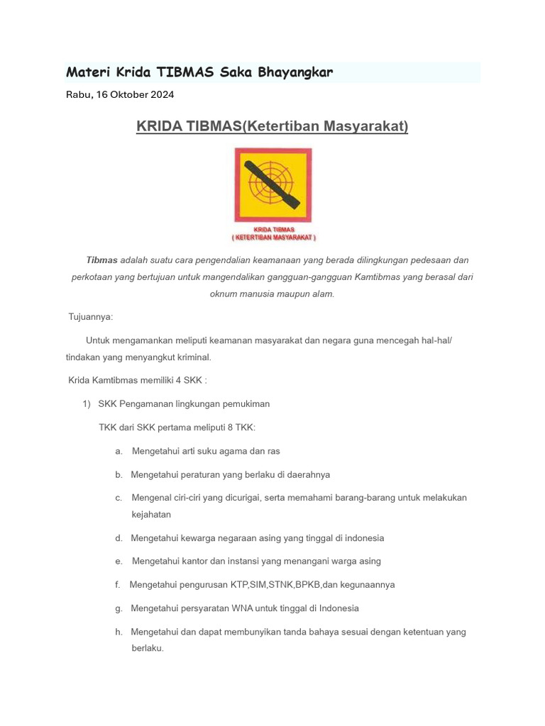 Materi Krida Tibmas | PDF