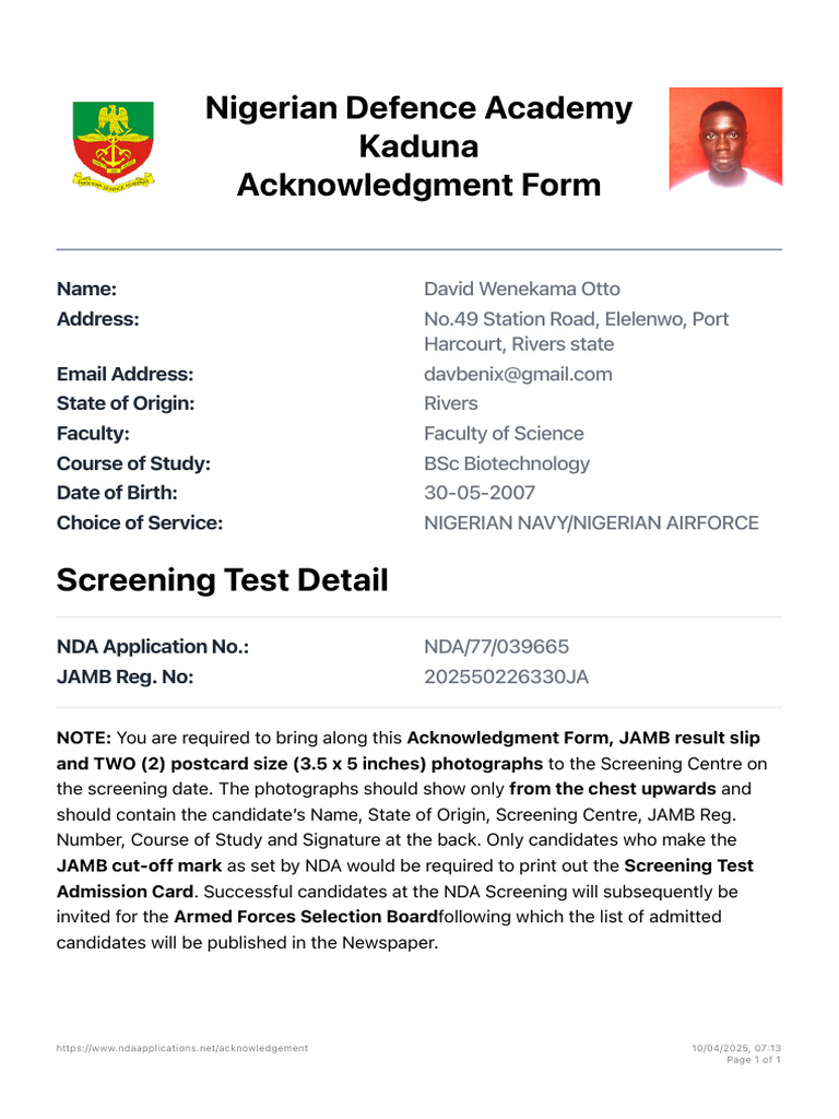 NDA 77 Regular Course Application 2 | PDF