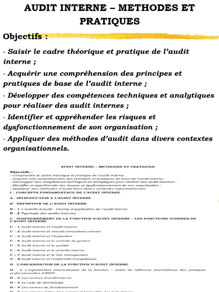Audit Interne - Methodes Et Pratiques | PDF | Audit | Contrôle interne