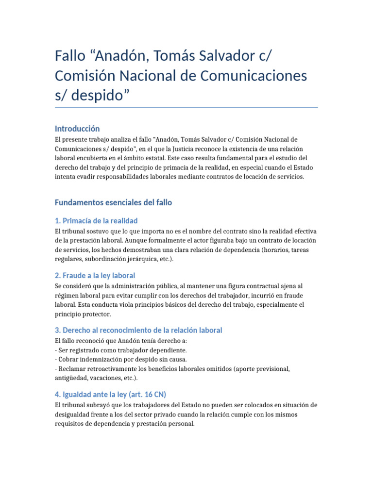 Fallo Anadon Tomas Salvador | PDF