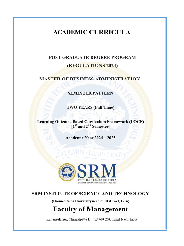 SRM University MBA Syllabus 2024-2025 | PDF | Economics | Demand