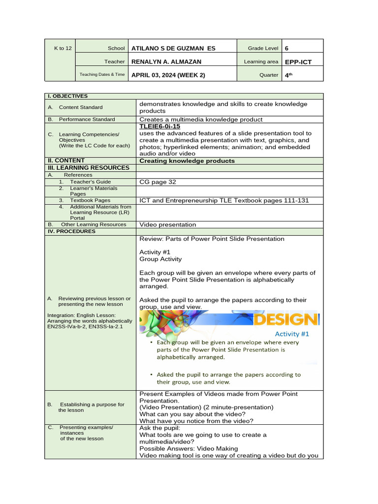 Cot - DLP - Epp 6 4TH Quarter | PDF | Multimedia | Learning