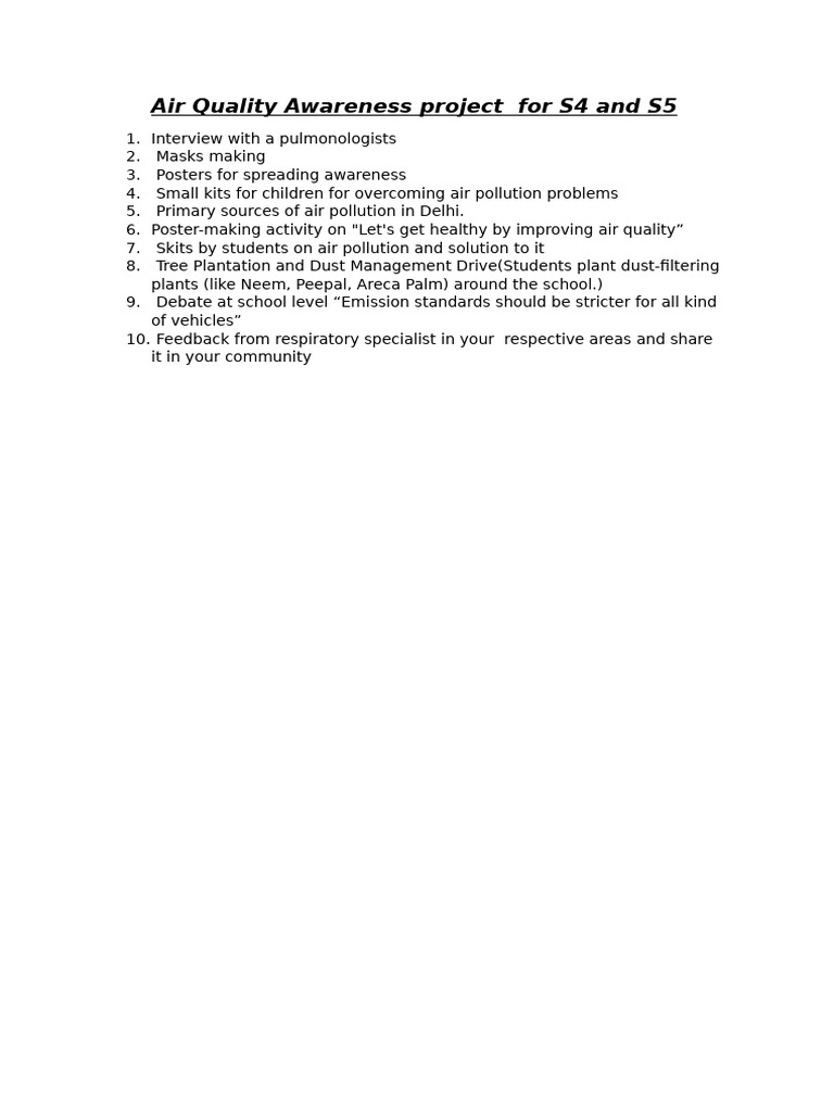 Air Quality Awareness Project | PDF