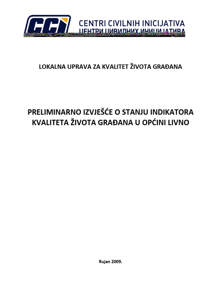 Indikatori kvaliteta zivota - Livno | PDF