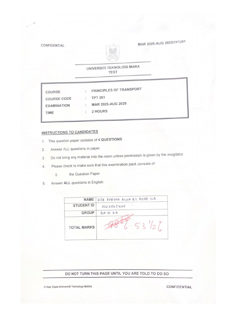 Test 1 TPT251 AFRINA | PDF