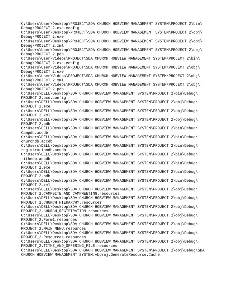 SDA CHURCH HOBVIEW MANAGEMENT SYSTEM - vbproj.FileListAbsolute | PDF
