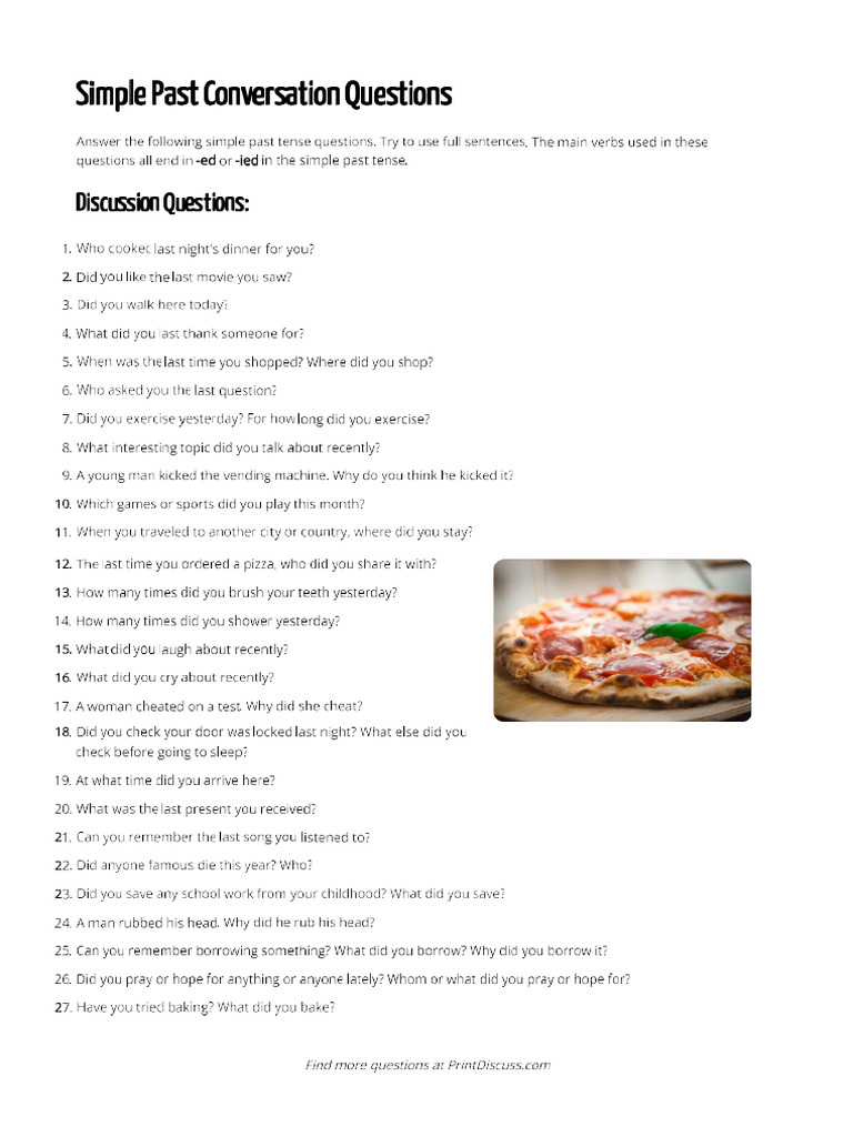 Simple Past Questions Exercise | PDF