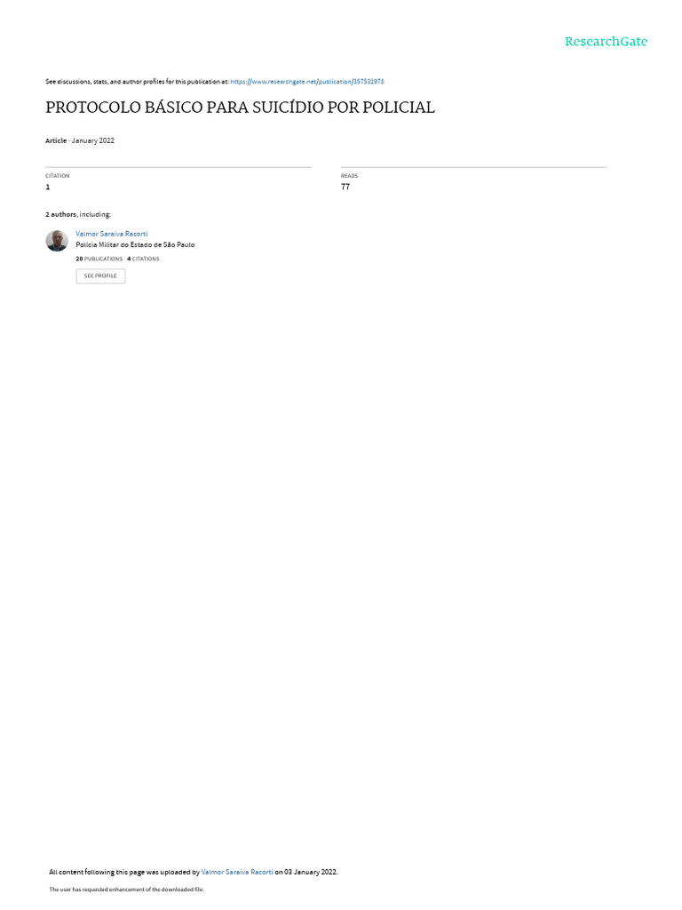 Protocolo Basico para Suicidio Por Policial | PDF | Polícia | Suicídio