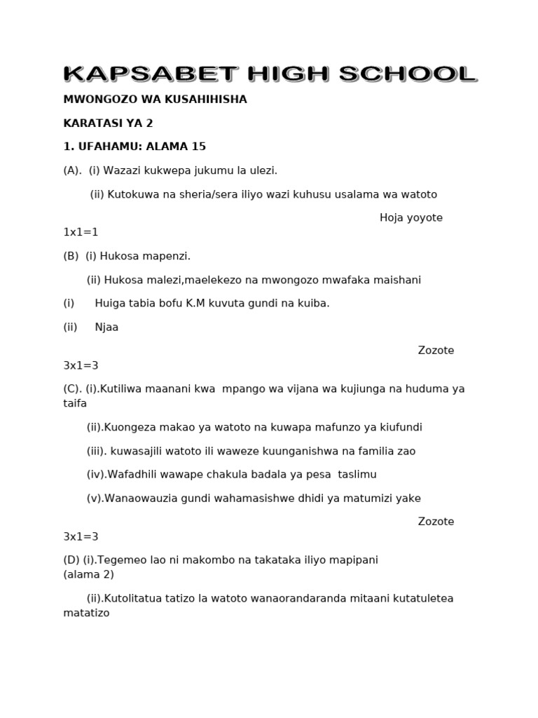 Kiswahili P2 MS | PDF
