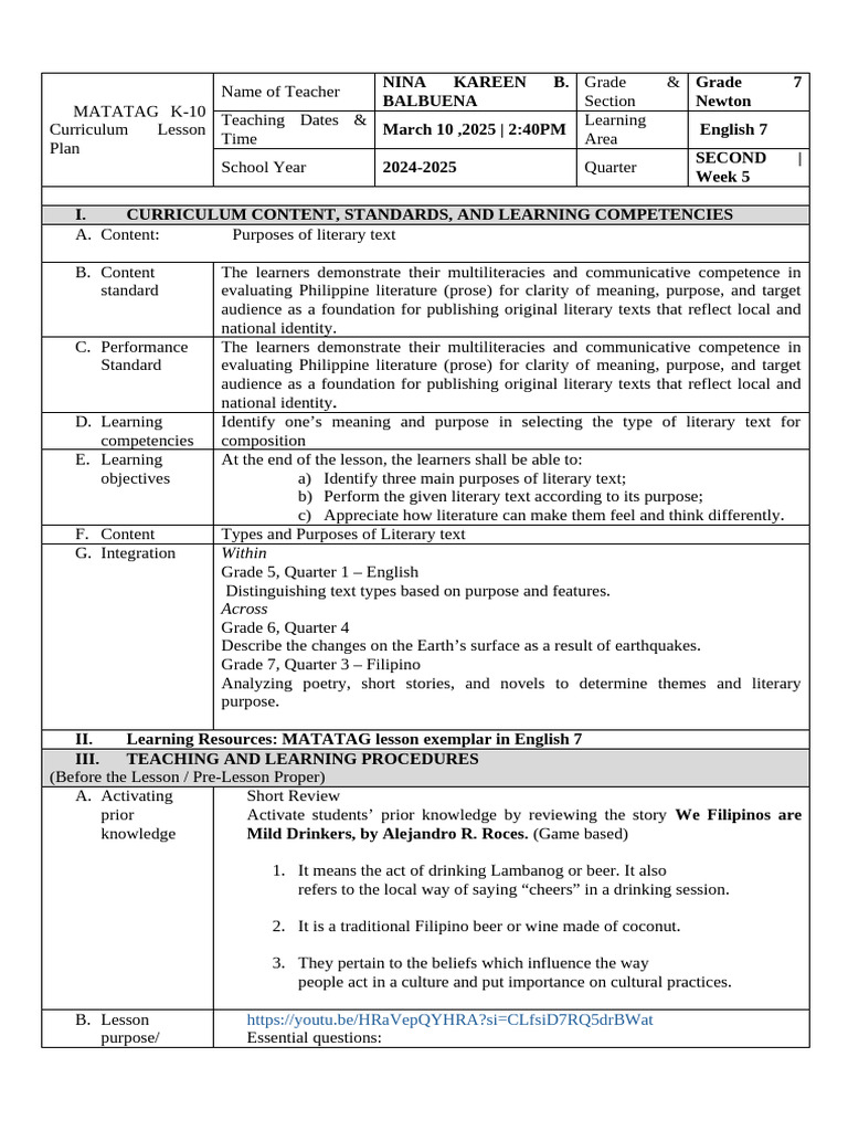 MATATAG-final-demo-KAREEN (1) | PDF | Vocabulary | Curriculum
