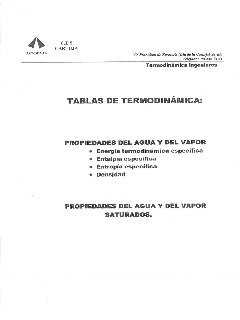Tablas Termo 001 | PDF